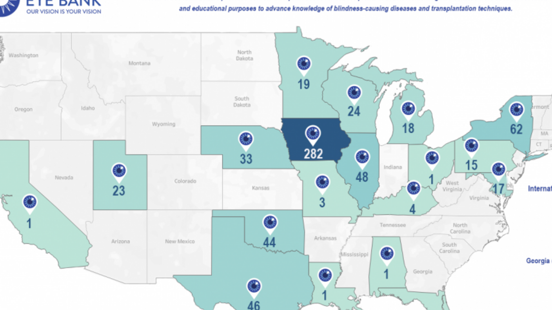 ILEB 2023 Impact Map | Iowa Lions Eye Bank - Iowa Lions Eye Bank